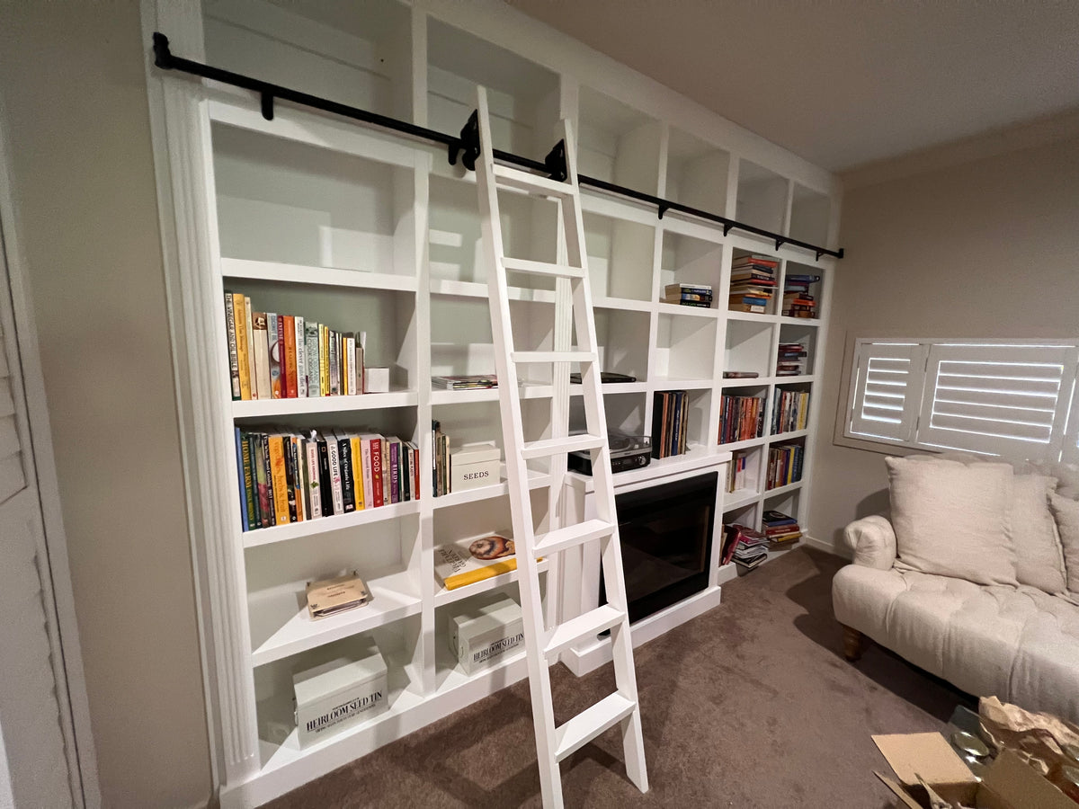 Custom Built Library With Built In Fire Place – Echidna Creations